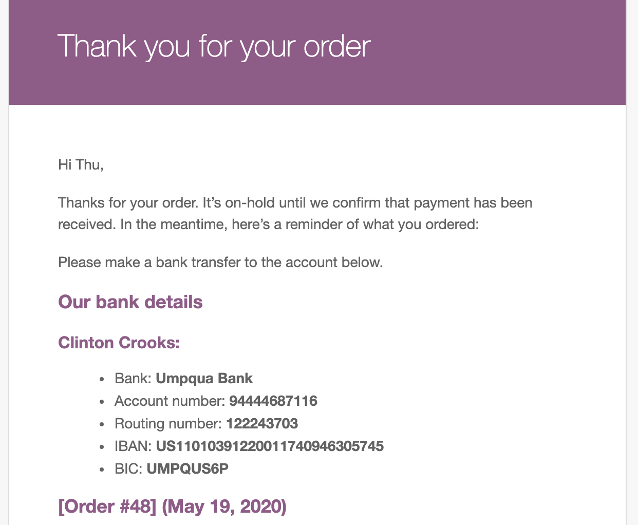 Direct Bank Transfer (BACS) Documentation - WooCommerce