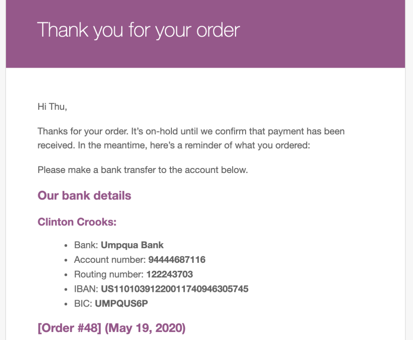 Direct Bank Transfer (BACS) Documentation - WooCommerce