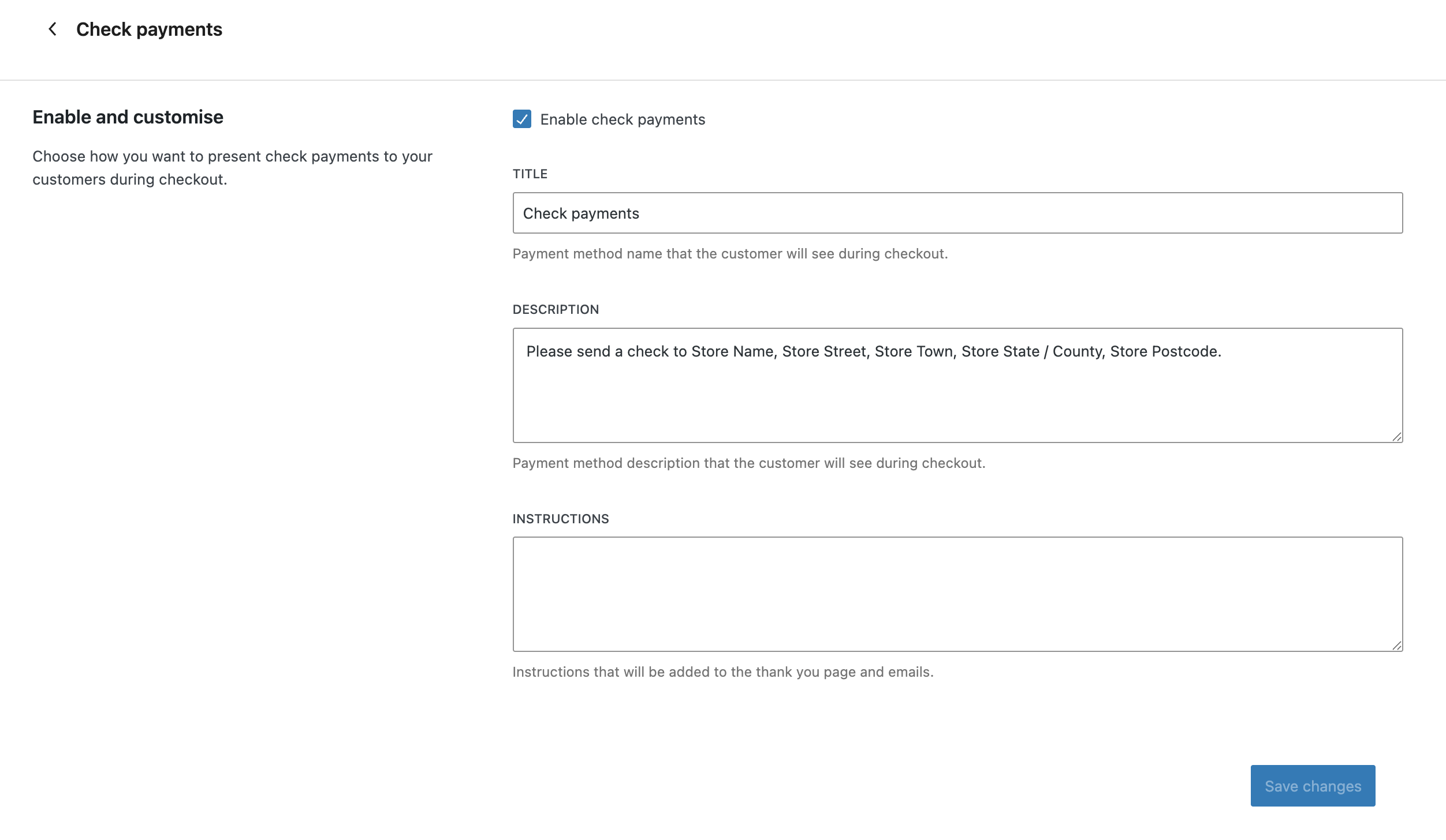 Check Payments Documentation - WooCommerce