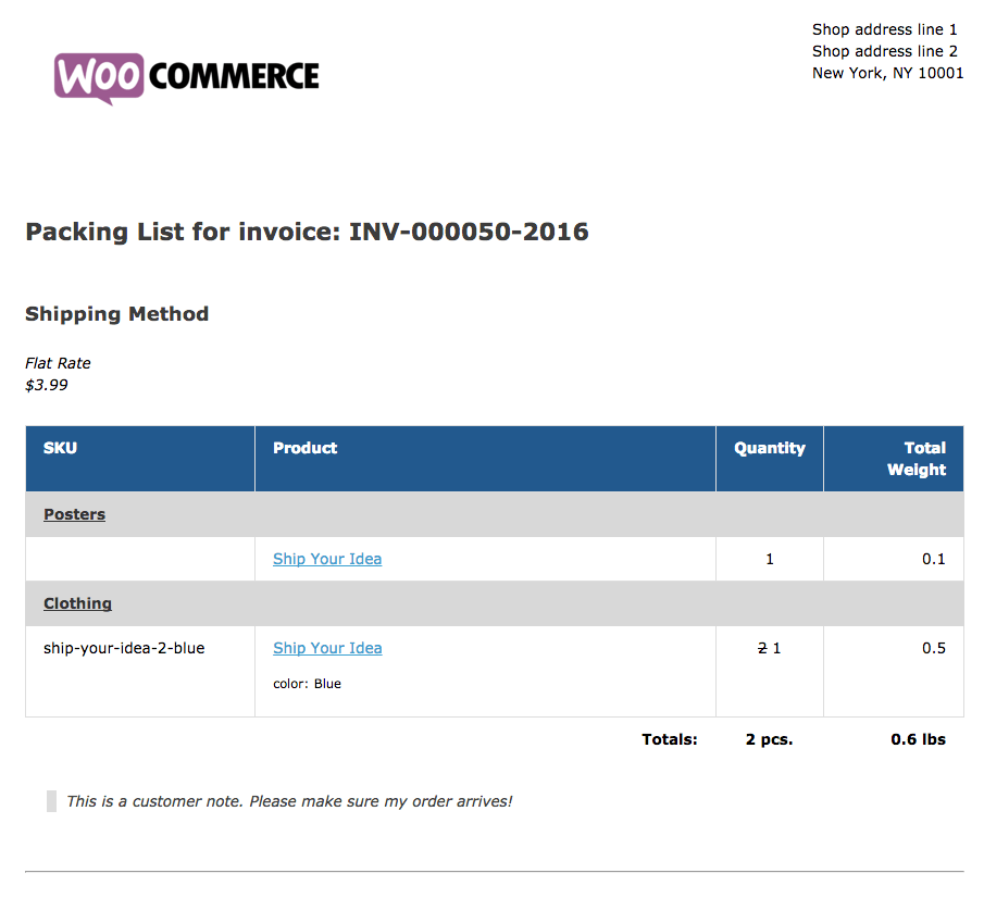 Woocommerce Print Invoices And Packing Lists Documentation Woocommerce