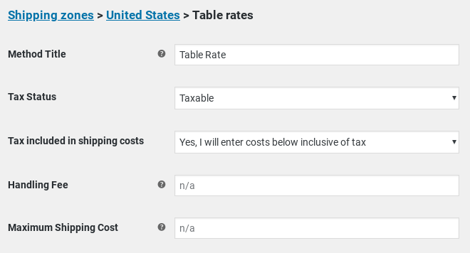 Table Rate Shipping Documentation Woocommerce