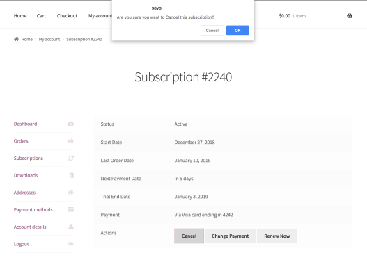 Customizing the My Subscriptions Page Documentation - WooCommerce