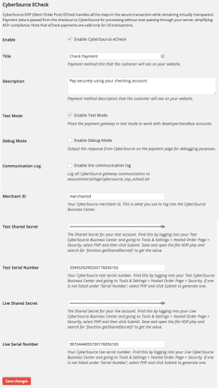 CyberSource eCheck SOP Payment Gateway Documentation - WooCommerce