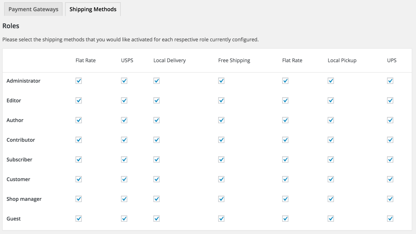 WooCommerce Role-Based Shipping/Payment Methods Documentation - WooCommerce