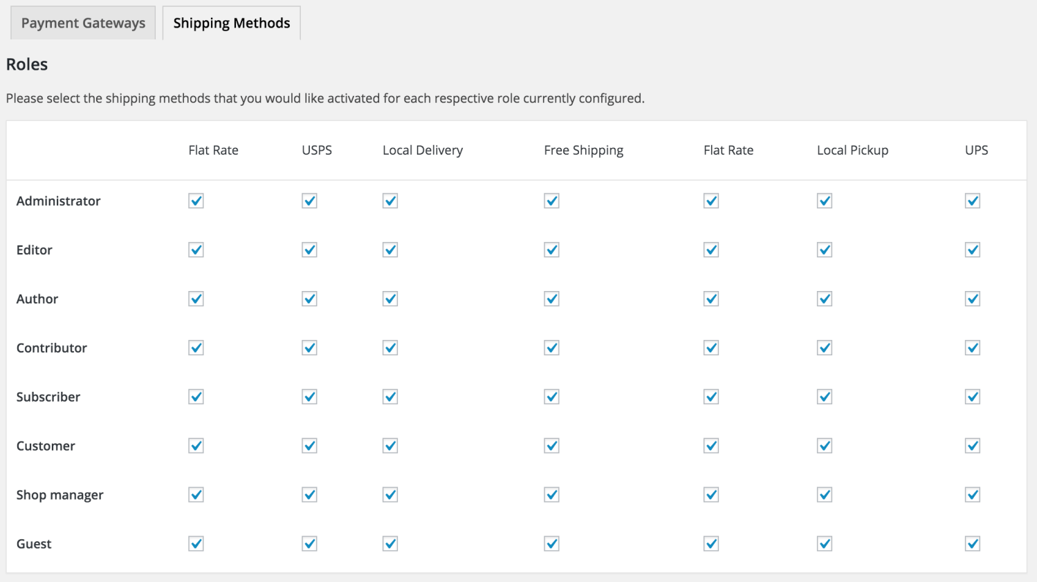 WooCommerce Role-Based Shipping/Payment Methods Documentation - WooCommerce