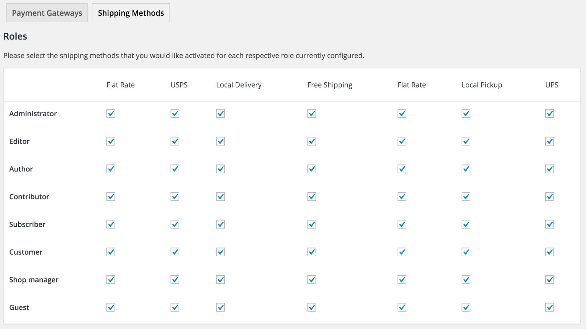 WooCommerce Role-Based Shipping/Payment Methods Documentation - WooCommerce