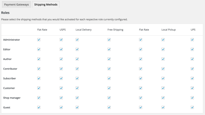 WooCommerce Role-Based Shipping/Payment Methods Documentation - WooCommerce