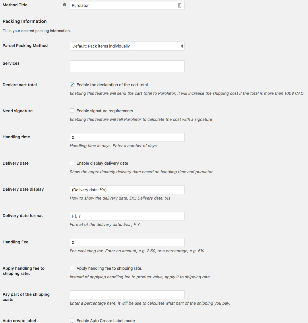 Purolator Documentation - WooCommerce