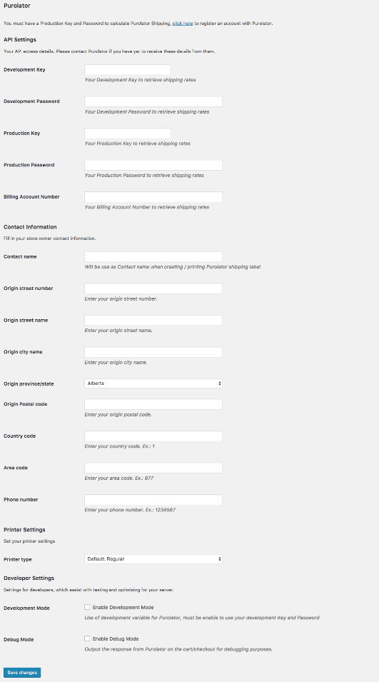 Purolator Documentation - WooCommerce