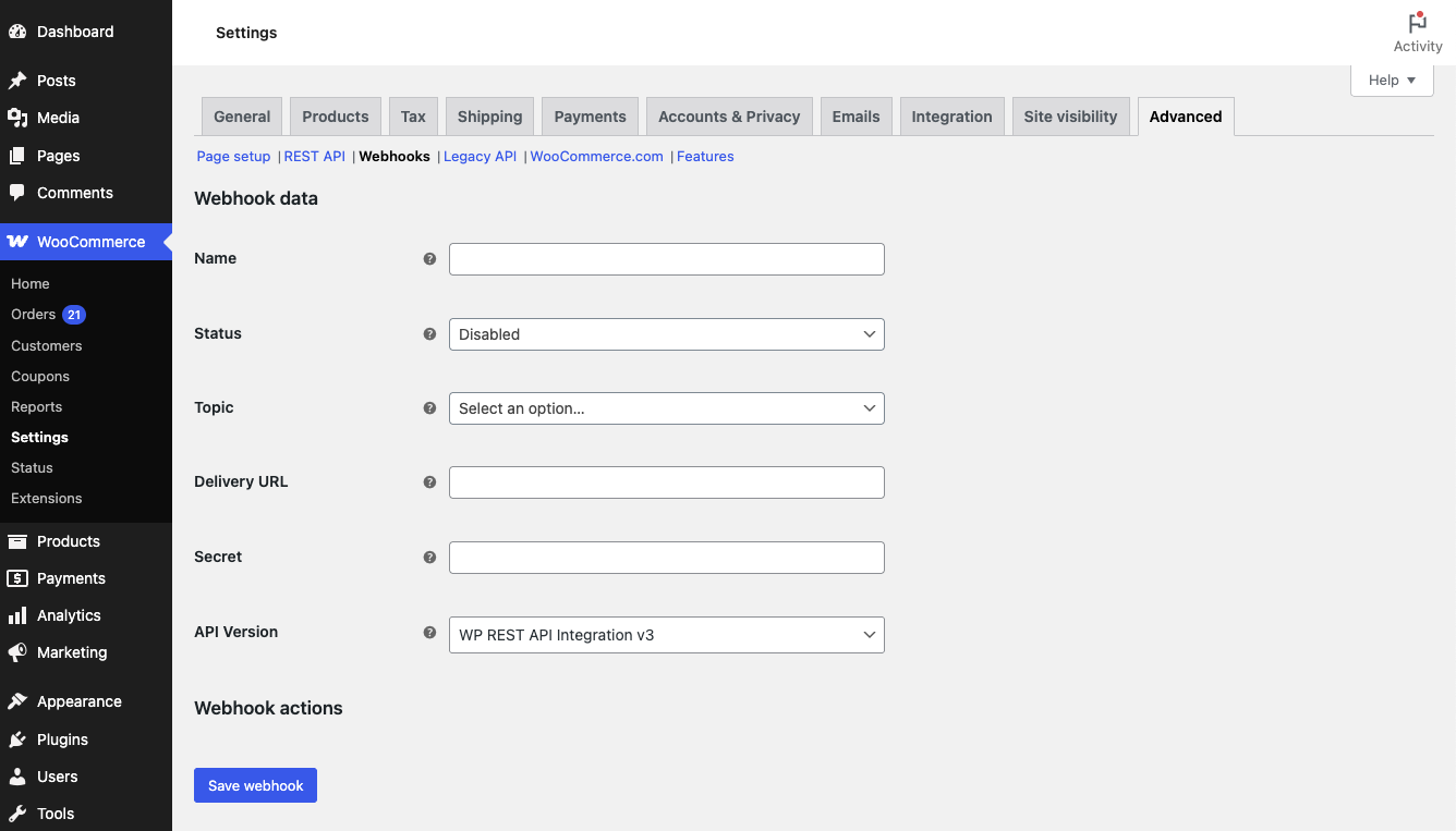 Webhooks Documentation Woocommerce