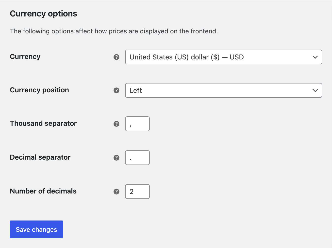 Shop currency: documentation - WooCommerce