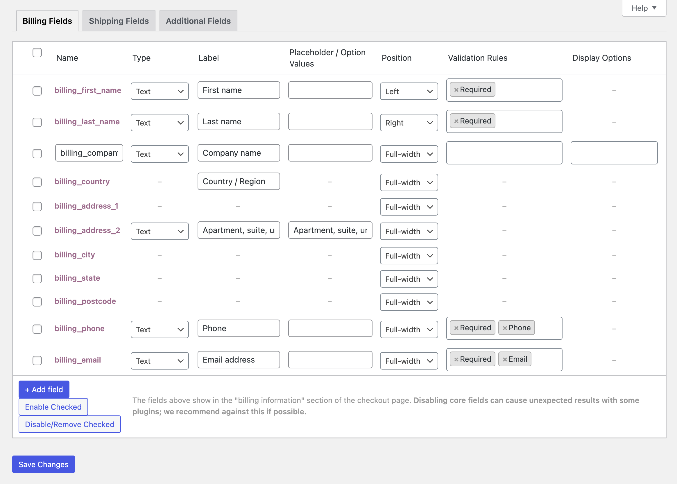 Checkout Field Editor Documentation - WooCommerce