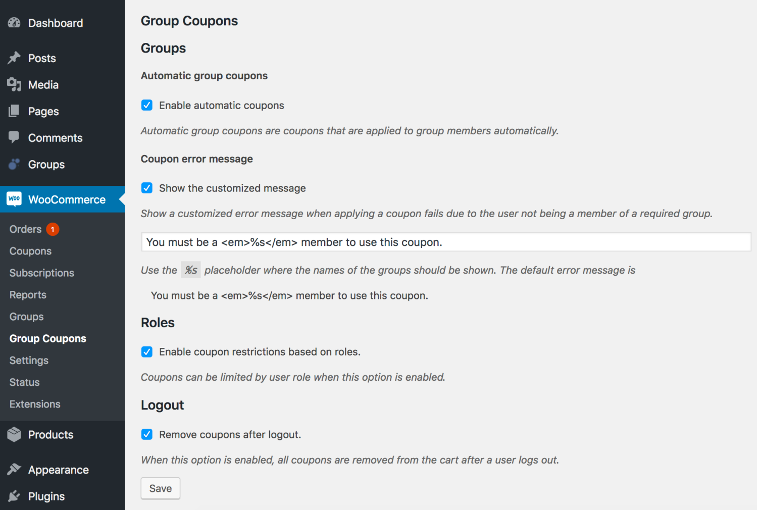 Group Coupons Documentation - WooCommerce