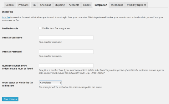 InterFax Integration Documentation - WooCommerce
