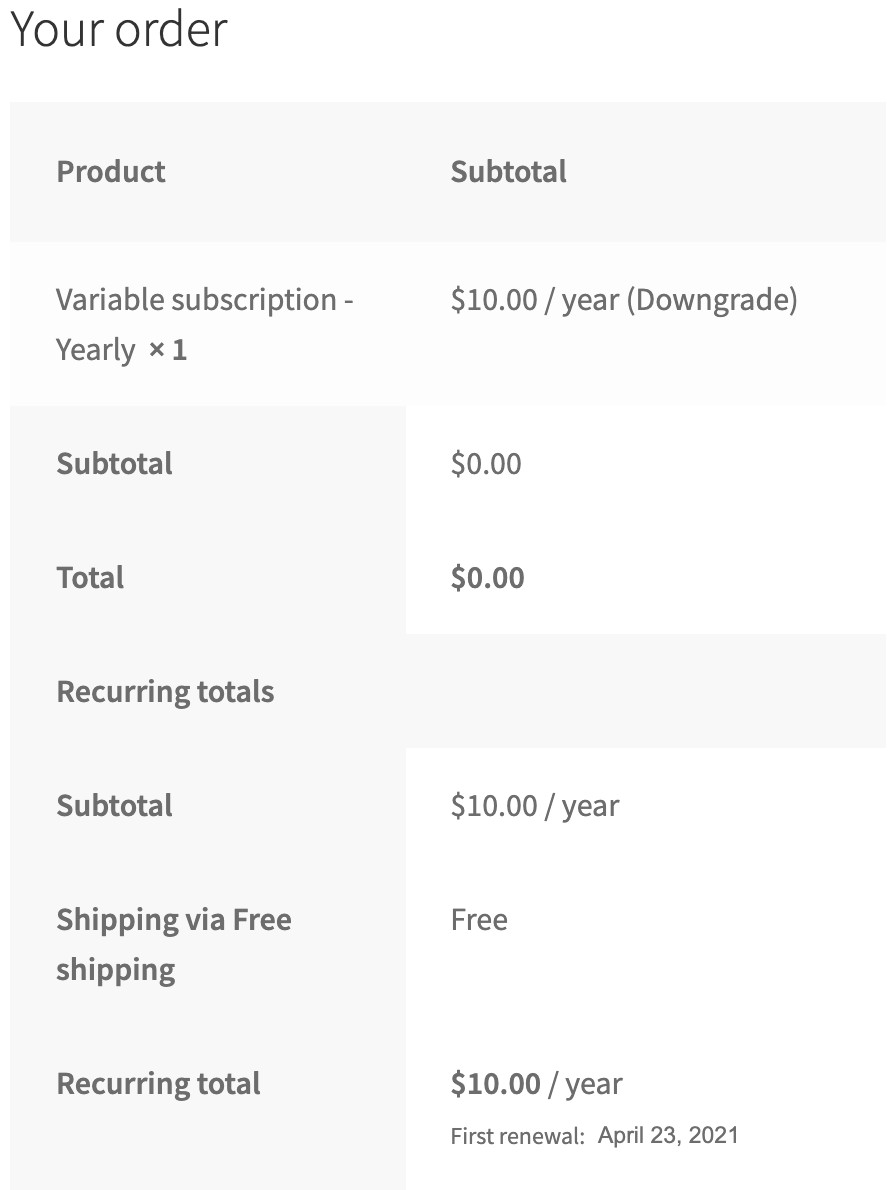 Subscription Switching Process and Costs Documentation - WooCommerce