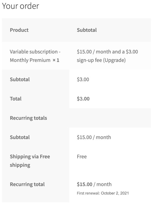 Subscription Switching Process and Costs Documentation - WooCommerce