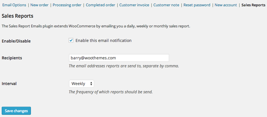 WooCommerce Sales Report Email - WooCommerce