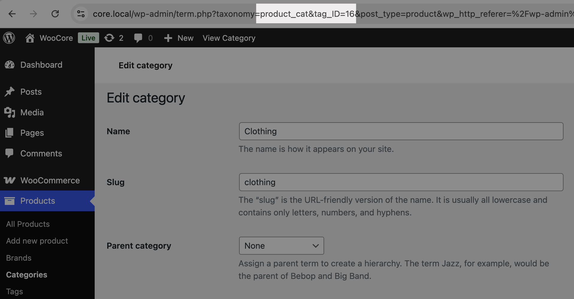 Find Product Category IDs Documentation - WooCommerce