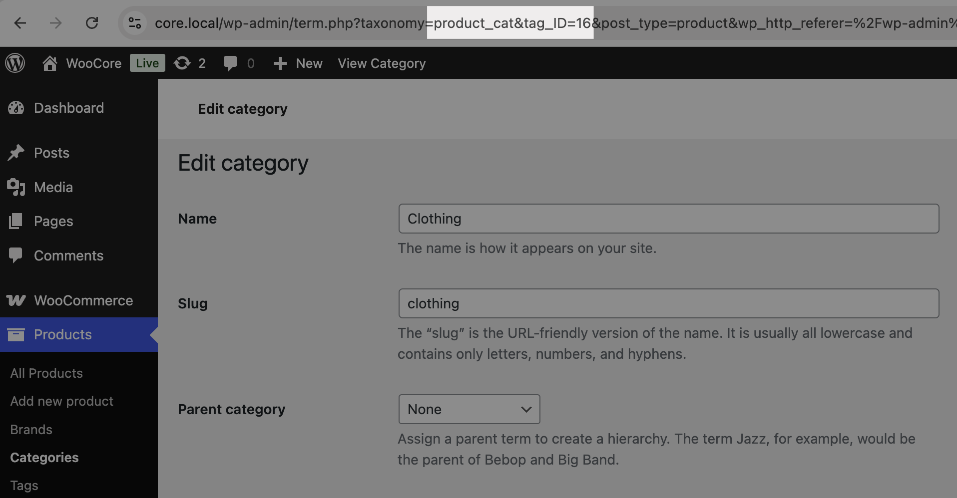 Find Product Category IDs Documentation - WooCommerce