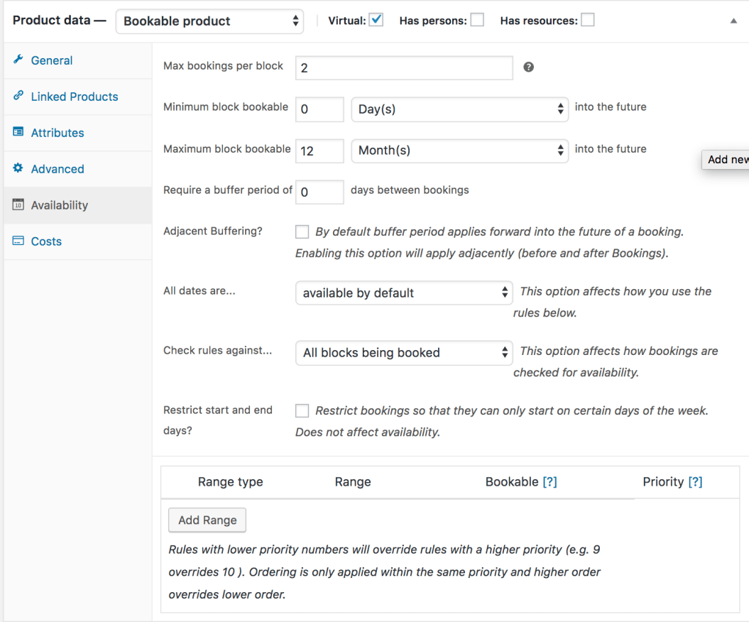 Bookings Availability Settings Documentation - WooCommerce