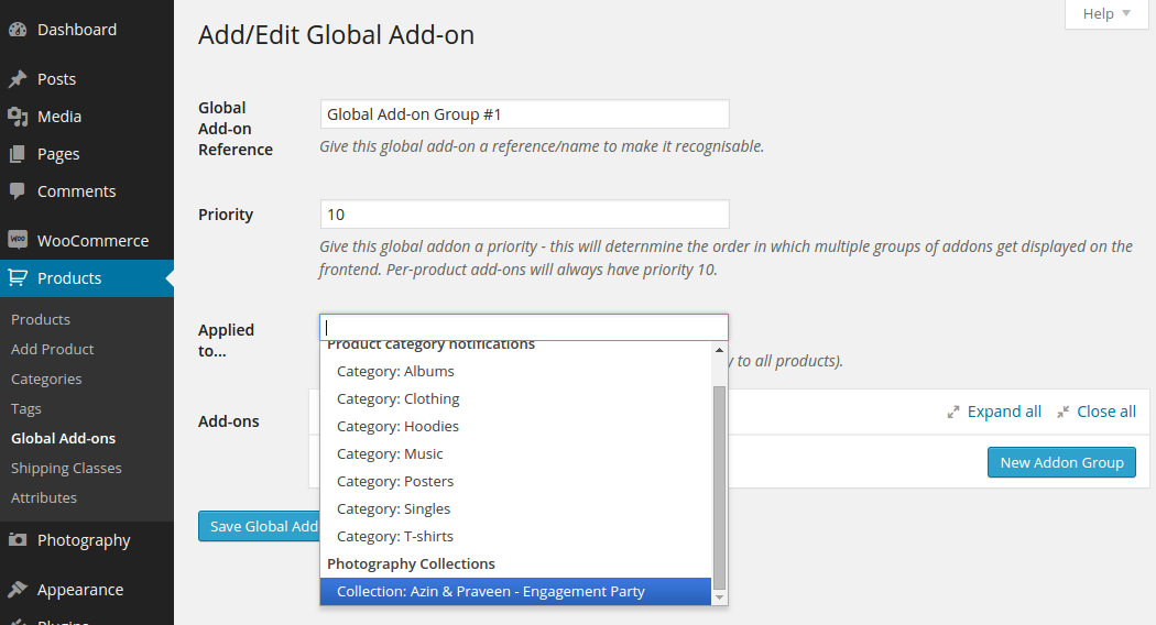 Products Add-ons Integration for Photography Documentation - WooCommerce