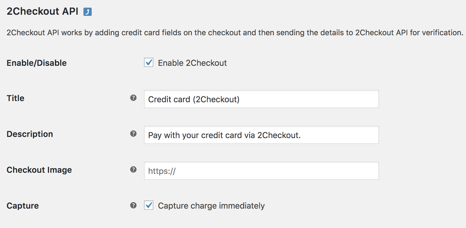 2Checkout API Gateway Documentation - WooCommerce