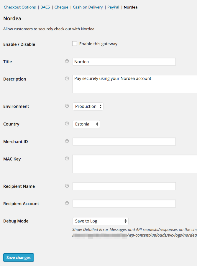 WooCommerce Nordea Gateway Documentation - WooCommerce
