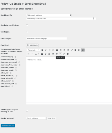 Send Manual / Single Emails Documentation - WooCommerce