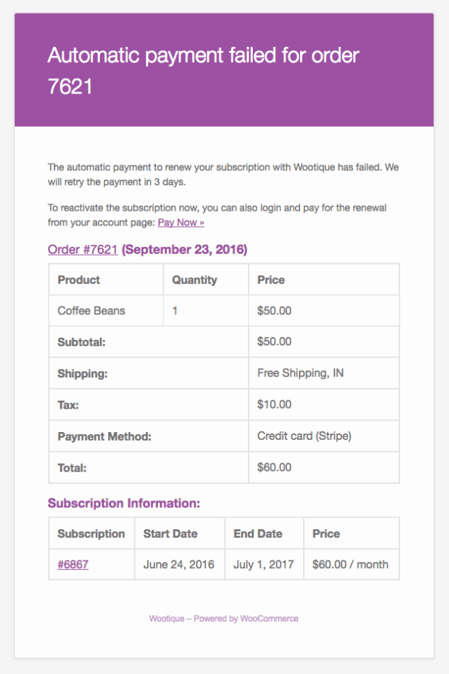 Failed Recurring Payment Retry System Documentation - WooCommerce