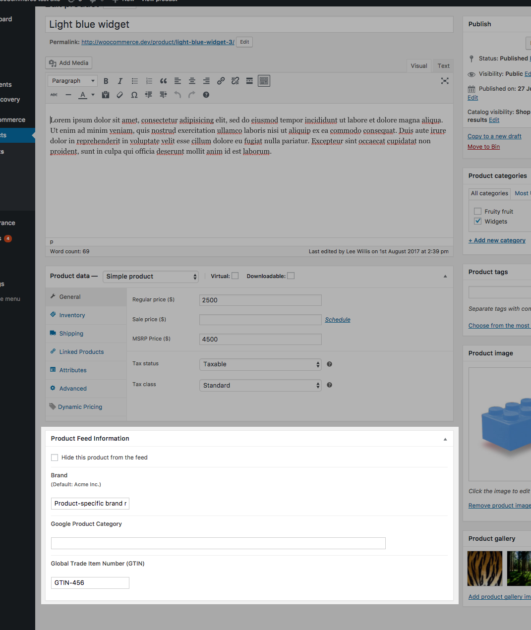 Google Product Feed - Setting product data Documentation - WooCommerce