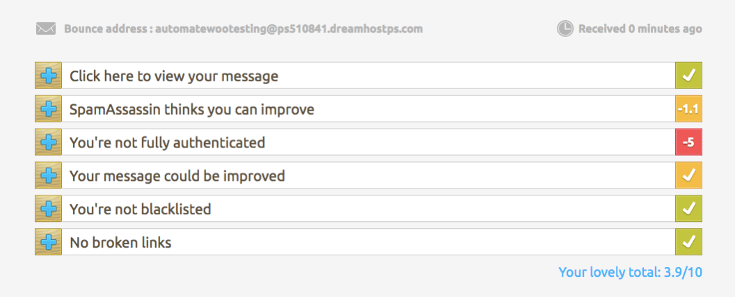 How to check your Spam Score Documentation - WooCommerce