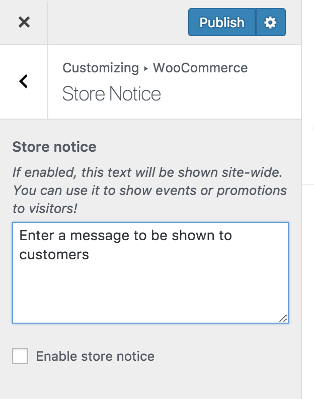 Store Notice Documentation - WooCommerce