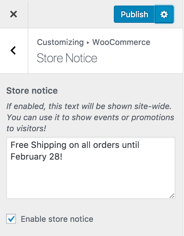 Store Notice Documentation - WooCommerce