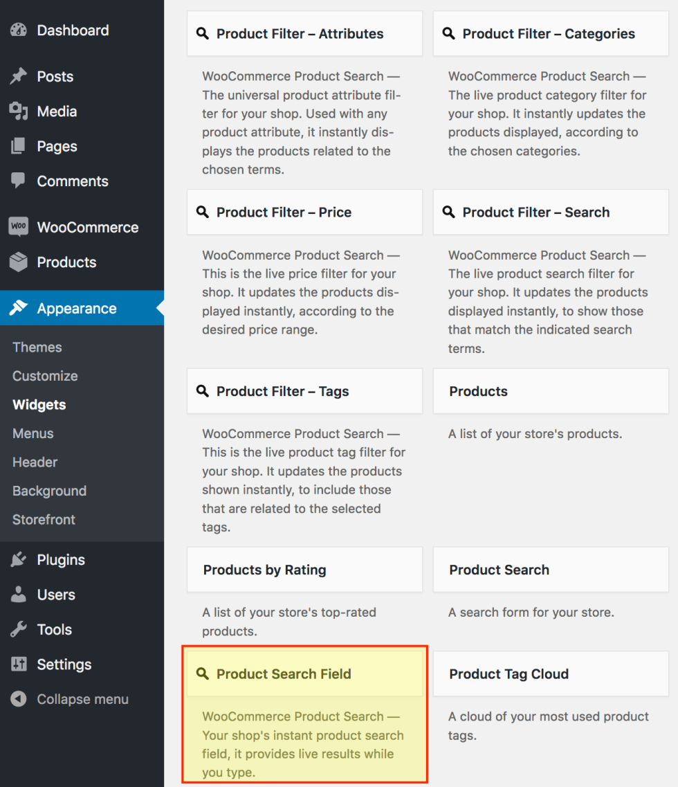 Product Search Field Documentation - WooCommerce