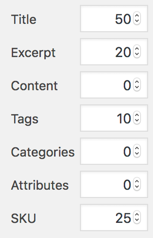 Search Weights Documentation - WooCommerce