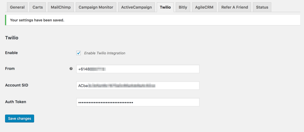 Setting up the Twilio integration Documentation - WooCommerce