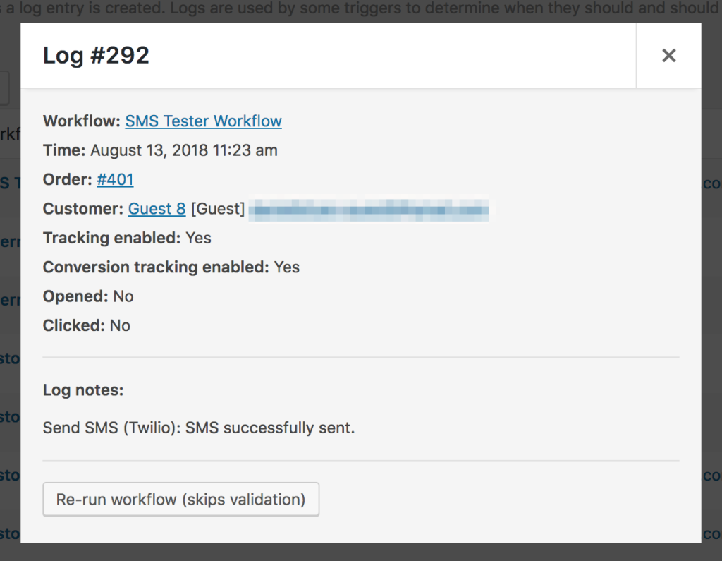 Sending SMS from a workflow Documentation - WooCommerce