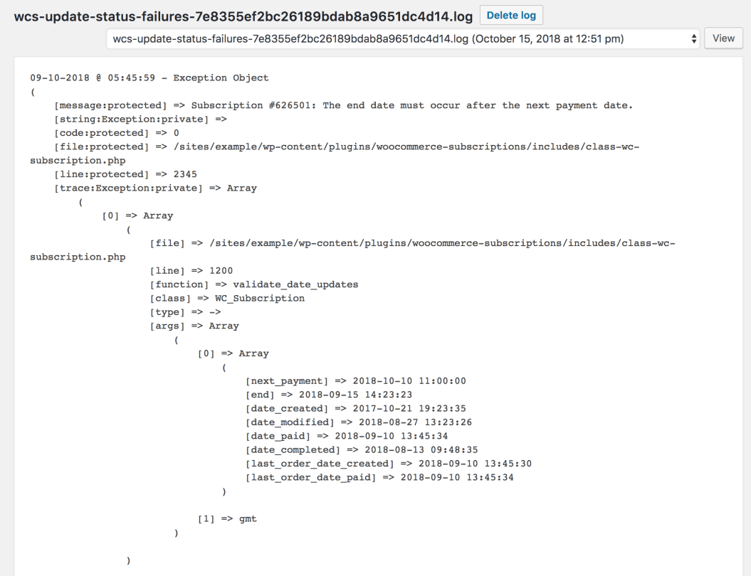 Subscriptions Logs Documentation - WooCommerce