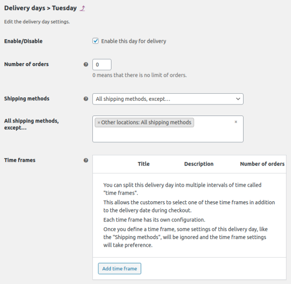 Shipping methods in Order Delivery Documentation - WooCommerce