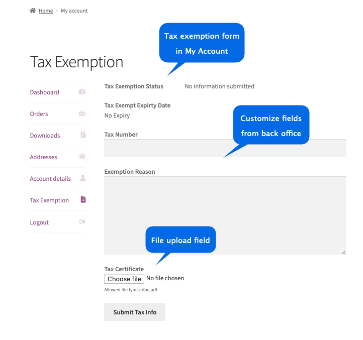 Tax Exempt Pugin - WooCommerce