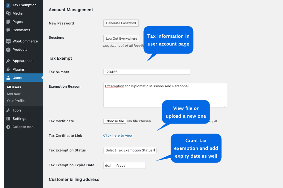 WooCommerce Tax Exempt: Customer & Role Based Exemption