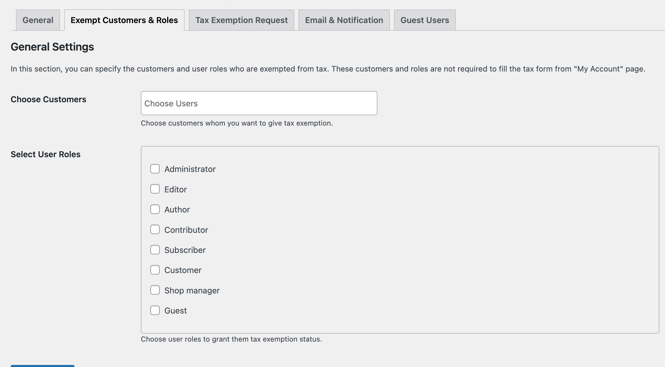 WooCommerce Tax Exempt: Customer & Role Based Exemption