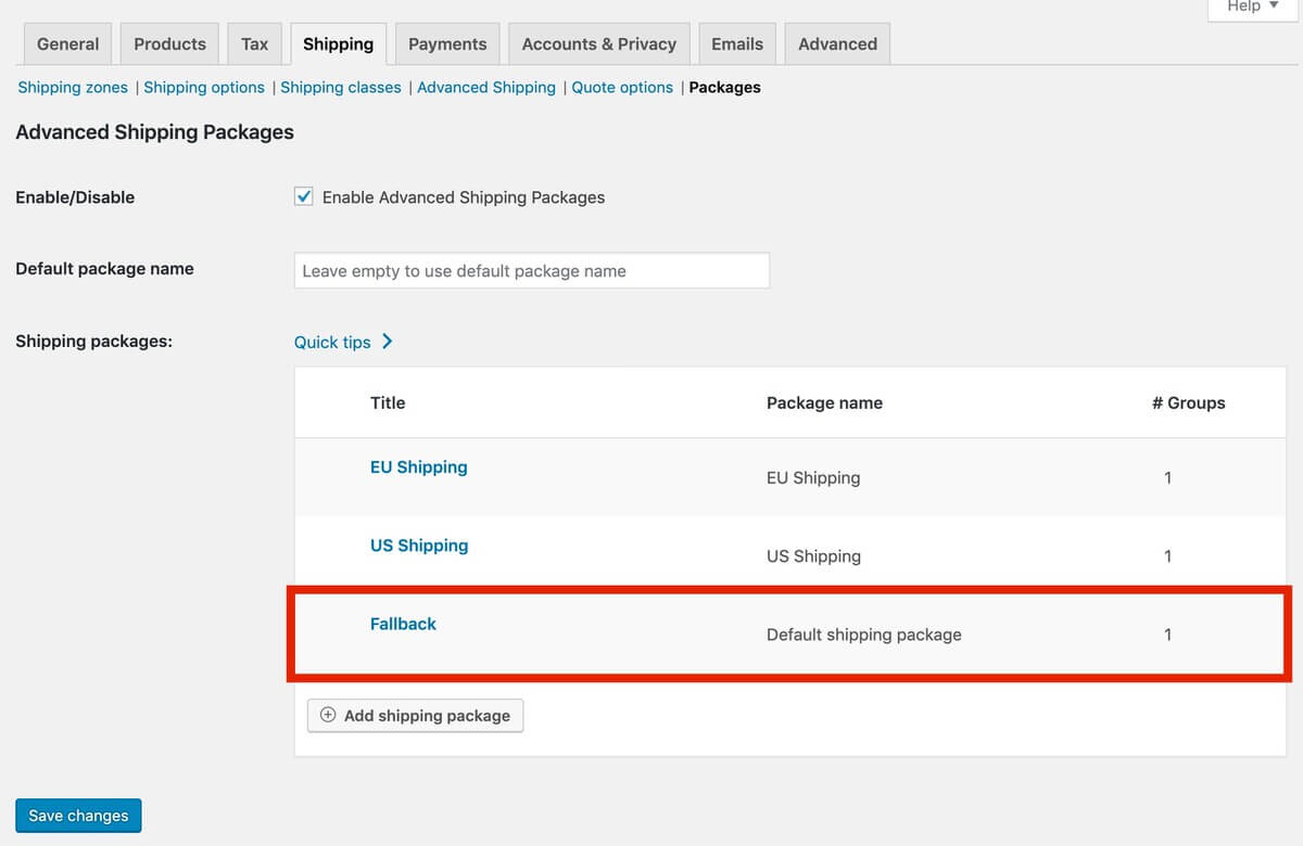 How to create a fallback package Documentation - WooCommerce