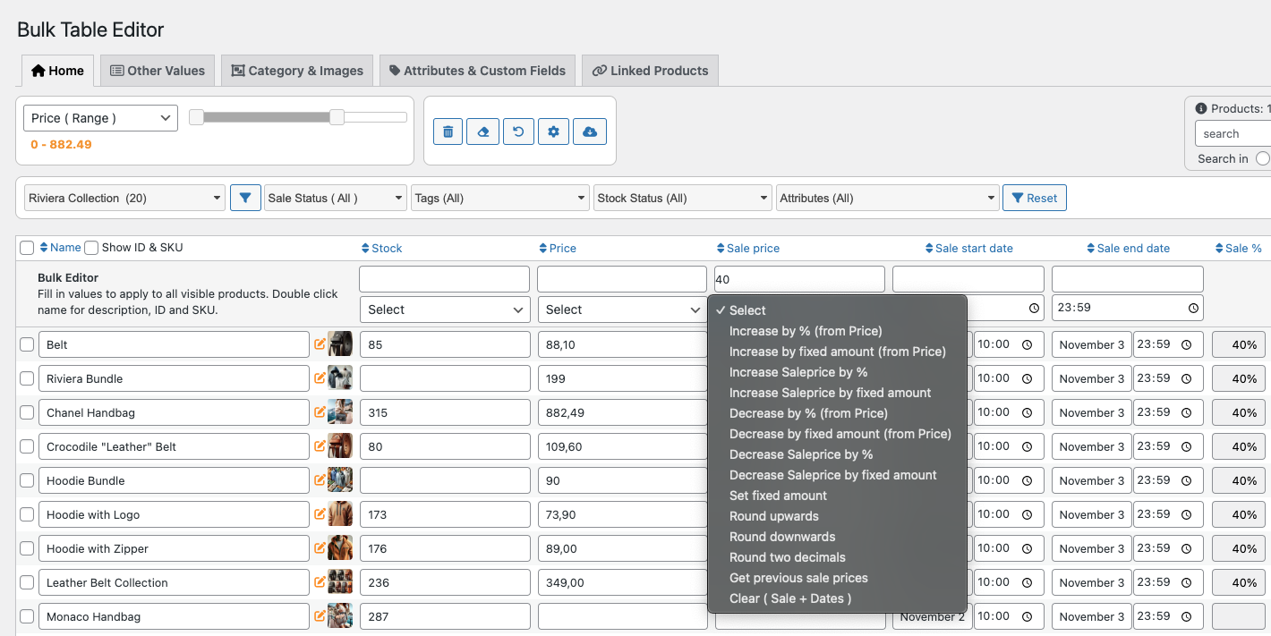 Bulk Table Editor Woocommerce Marketplace