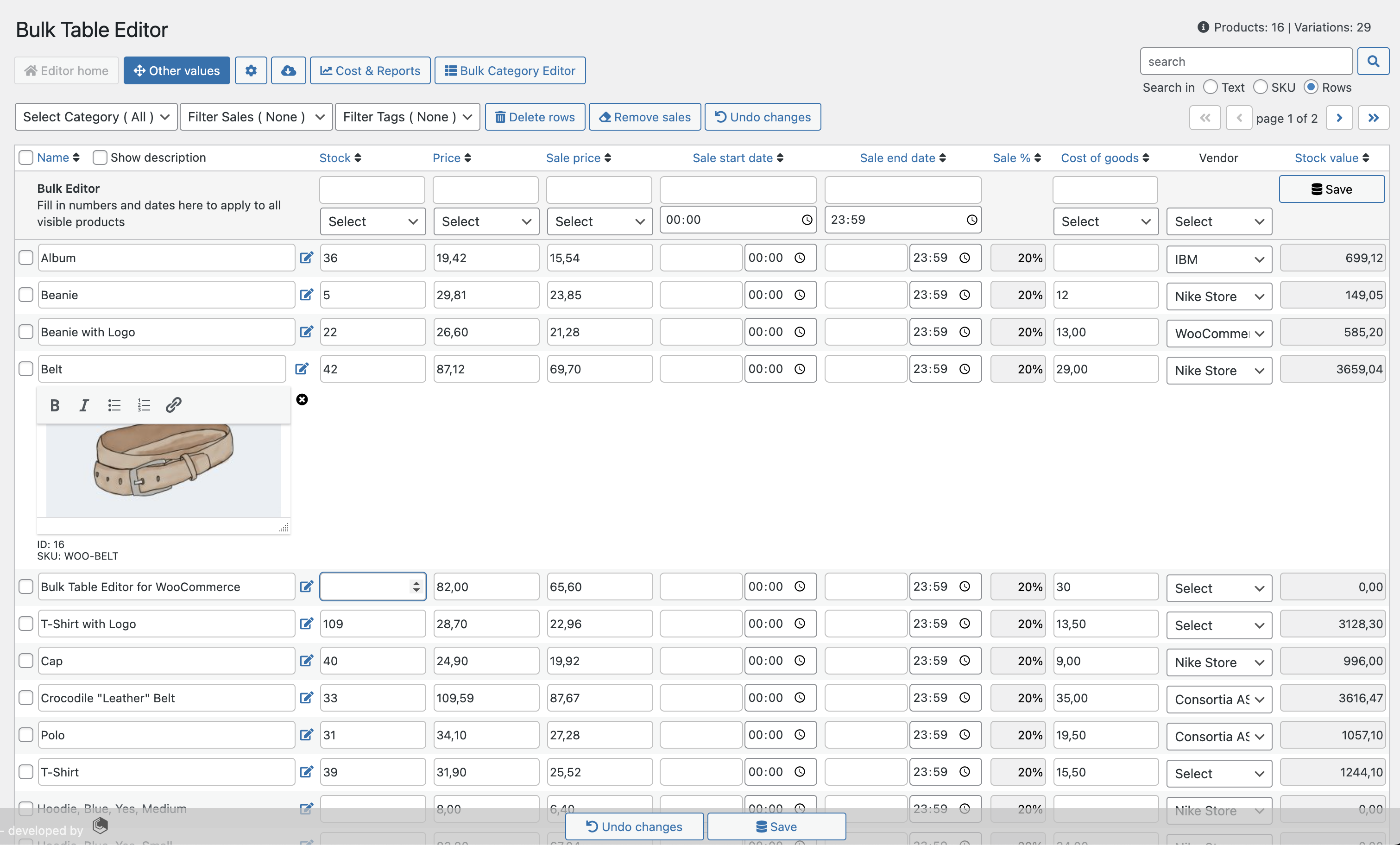 Bulk Table Editor for WooCommerce - WooCommerce