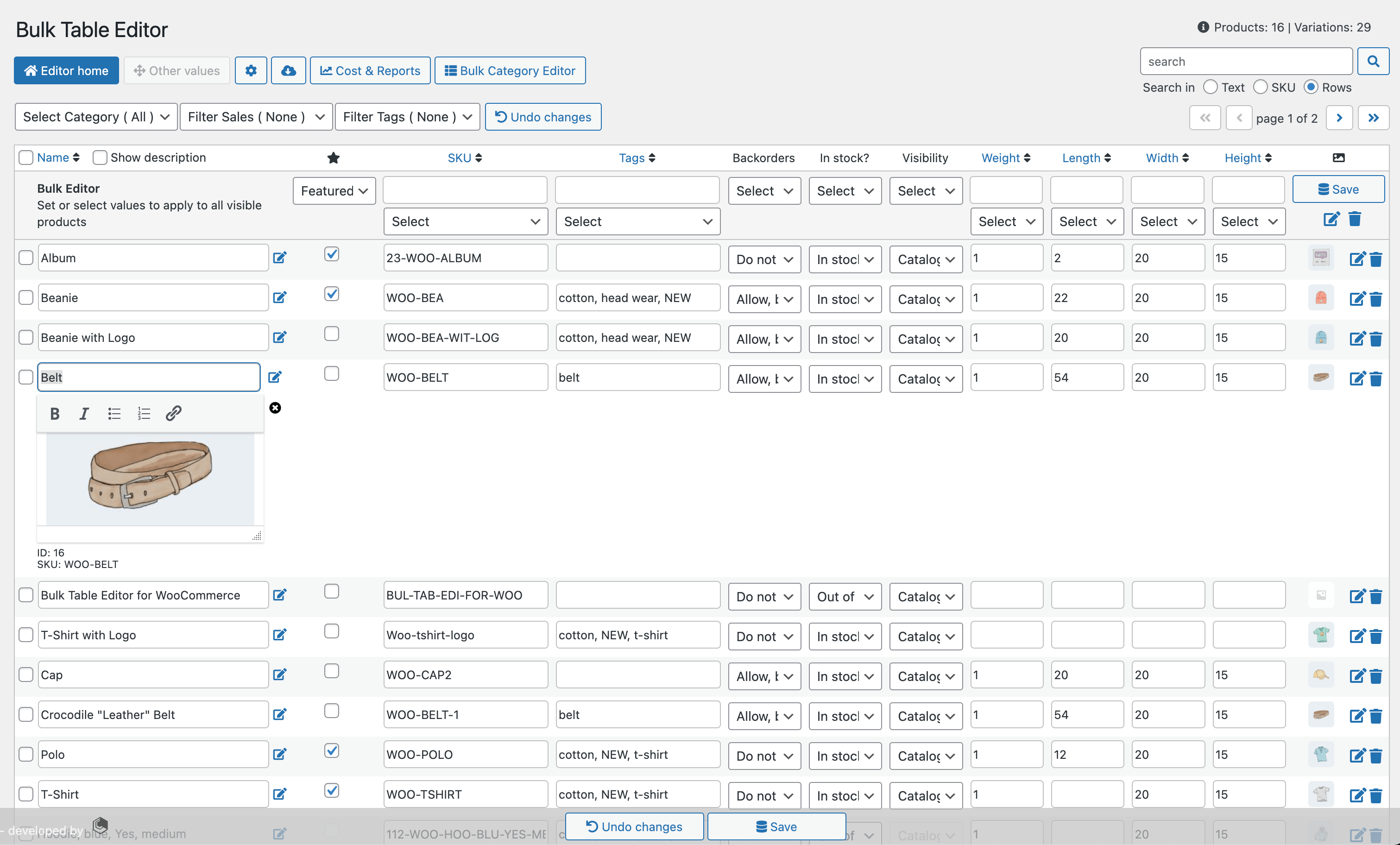 Bulk Table Editor for WooCommerce - WooCommerce