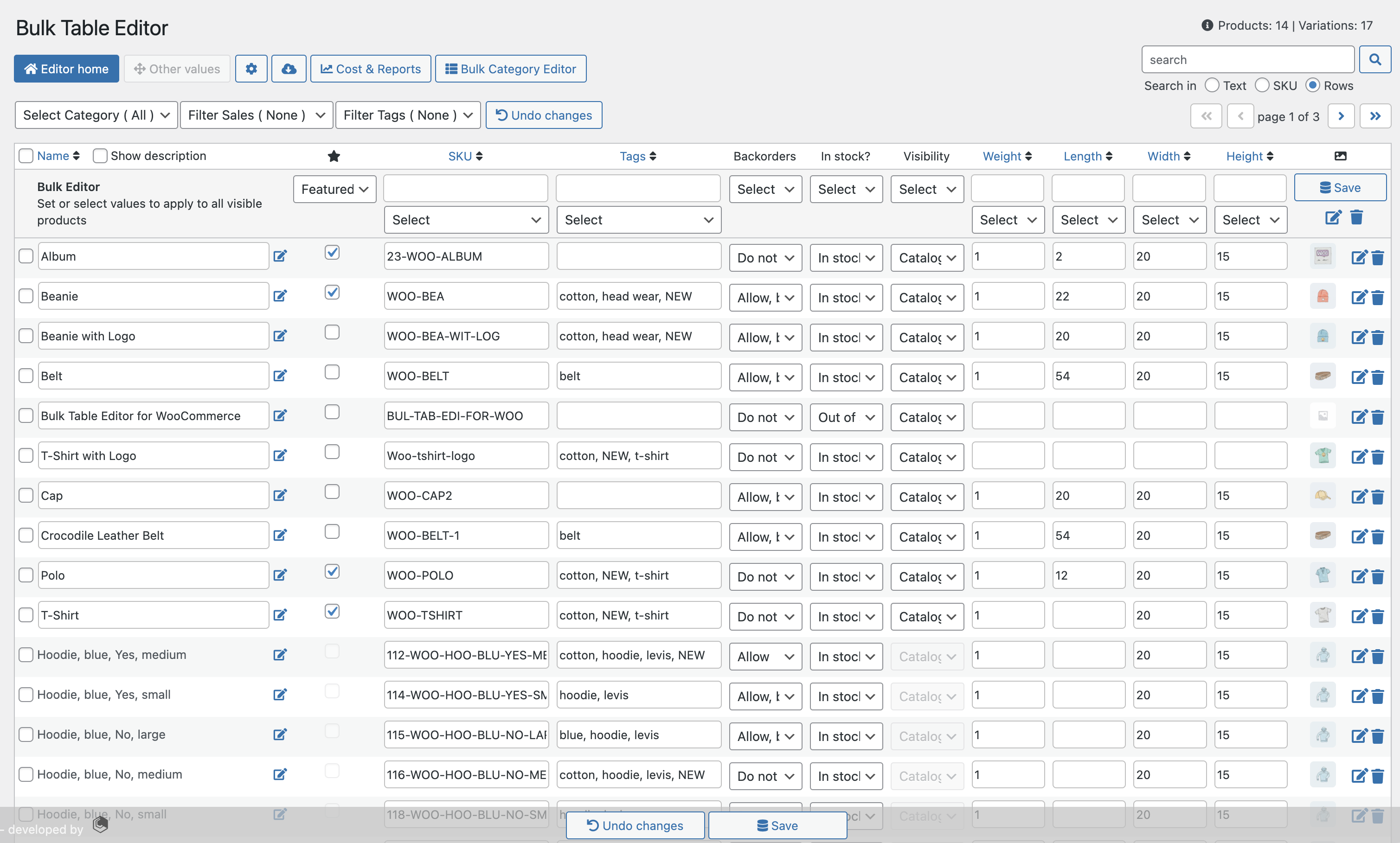Bulk Table Editor for WooCommerce - WooCommerce