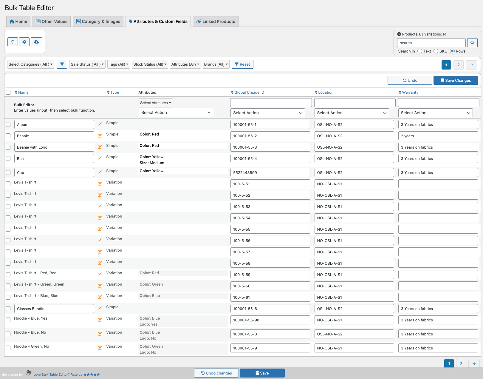 Bulk Table Editor - WooCommerce Marketplace