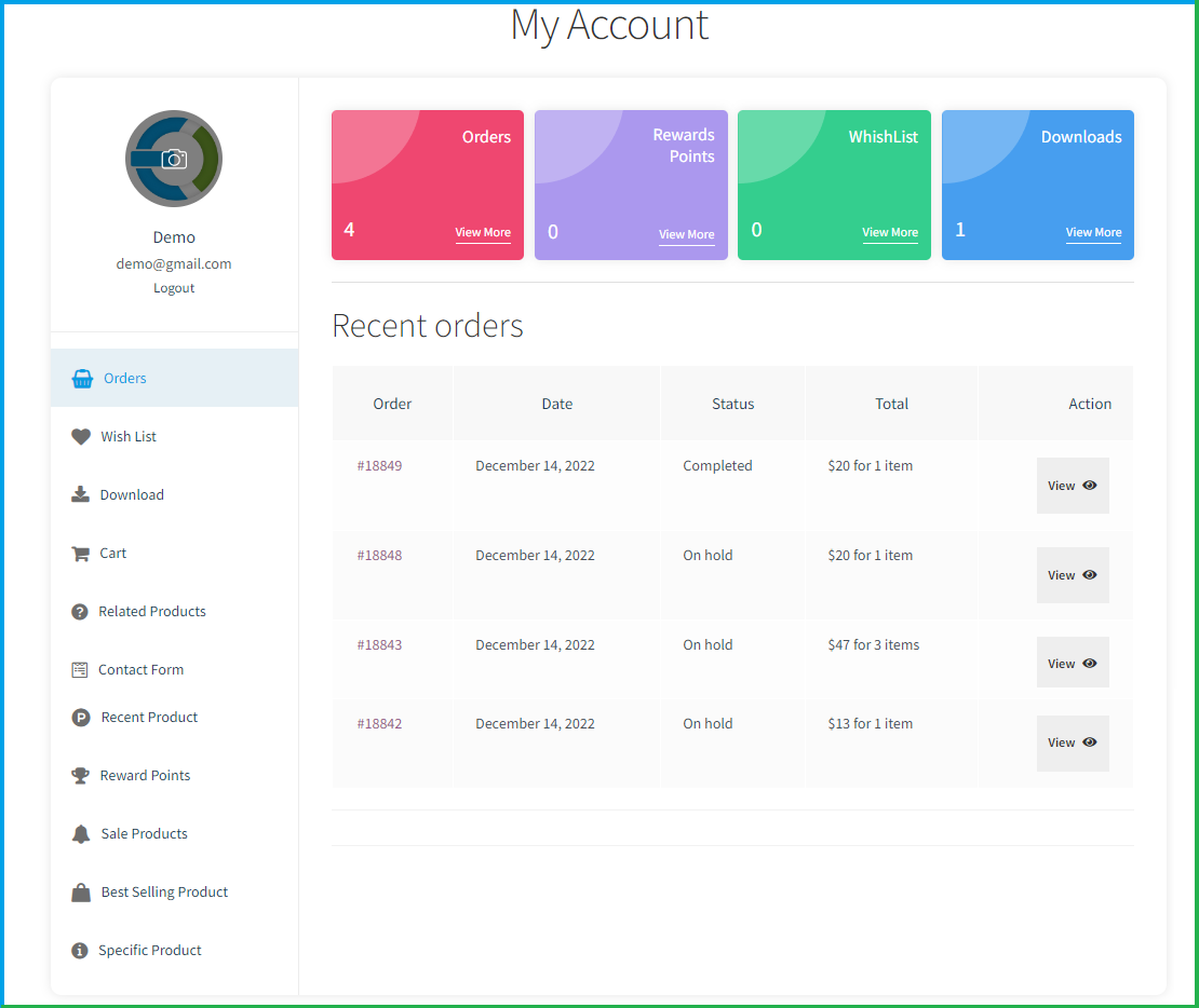 My Account Page And User Dashboard Woocommerce Marketplace