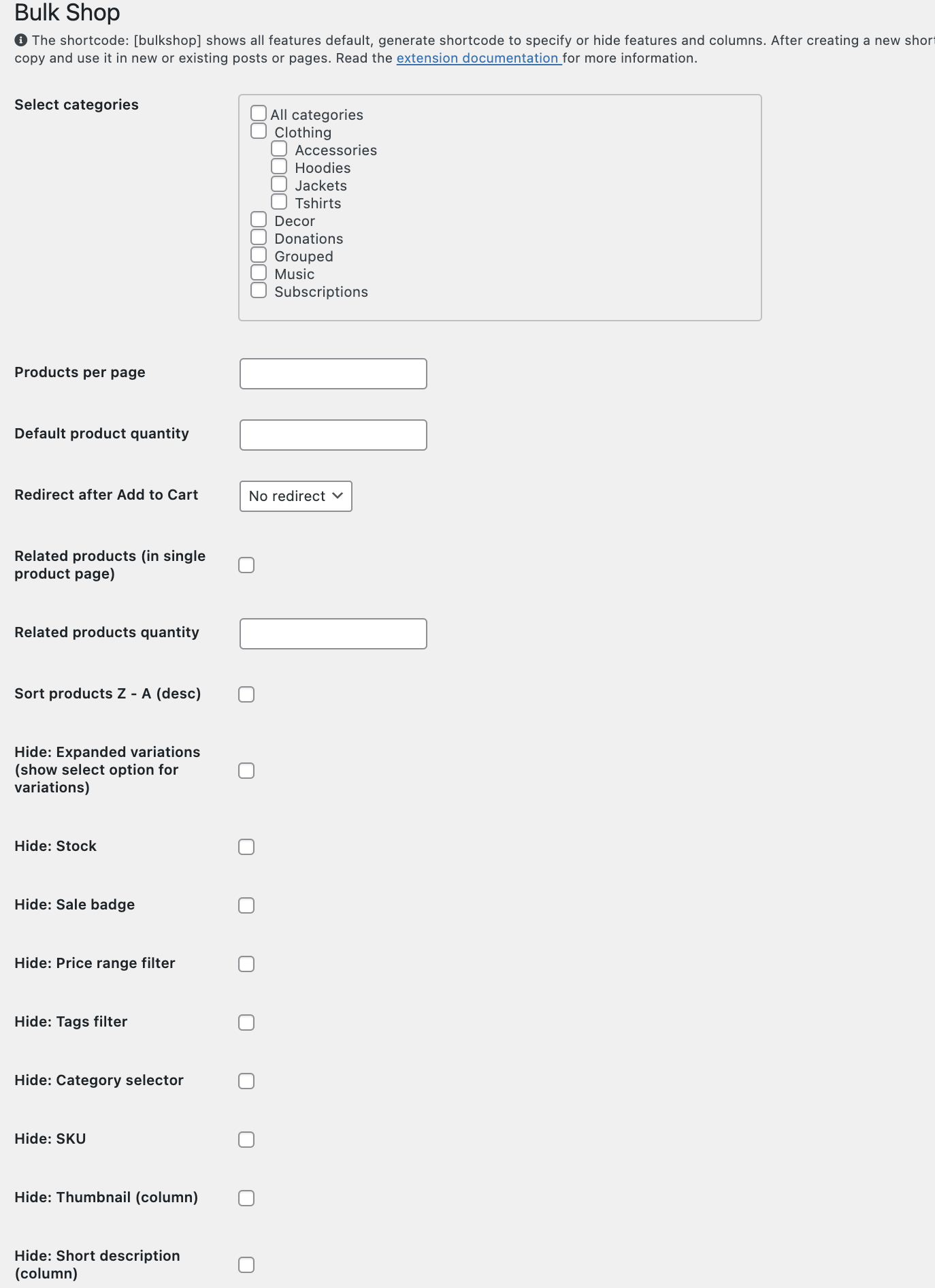 Bulk Shop for WooCommerce Documentation - WooCommerce